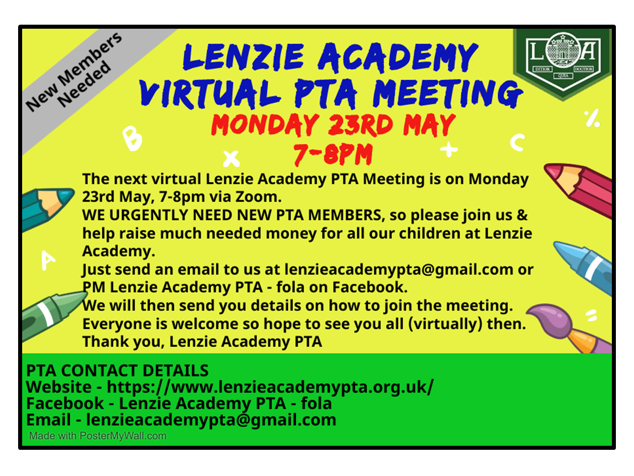 Virtual PTA Meeting – Lenzie Academy PTA